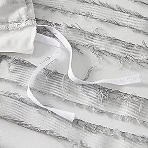 Urban Habitat Avery 100% Cotton Clipped Jacquard Duvet Casual Stripe Design, All Season Comforter Cover Modern Bedding Set with Matching Sham, Decorative Pillow, Full/Queen, Grey 5 Piece