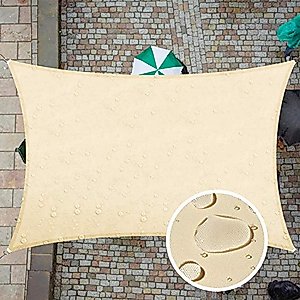 ColourTree 7' x 12' Beige Rectangle TADR0712 Waterproof Sun Shade Sail Canopy Awning Shelter Fabric Screen, 95% UV Blockage UV & Water Resistant, for Outdoor Patio Garden Carport (We Make Custom Size)