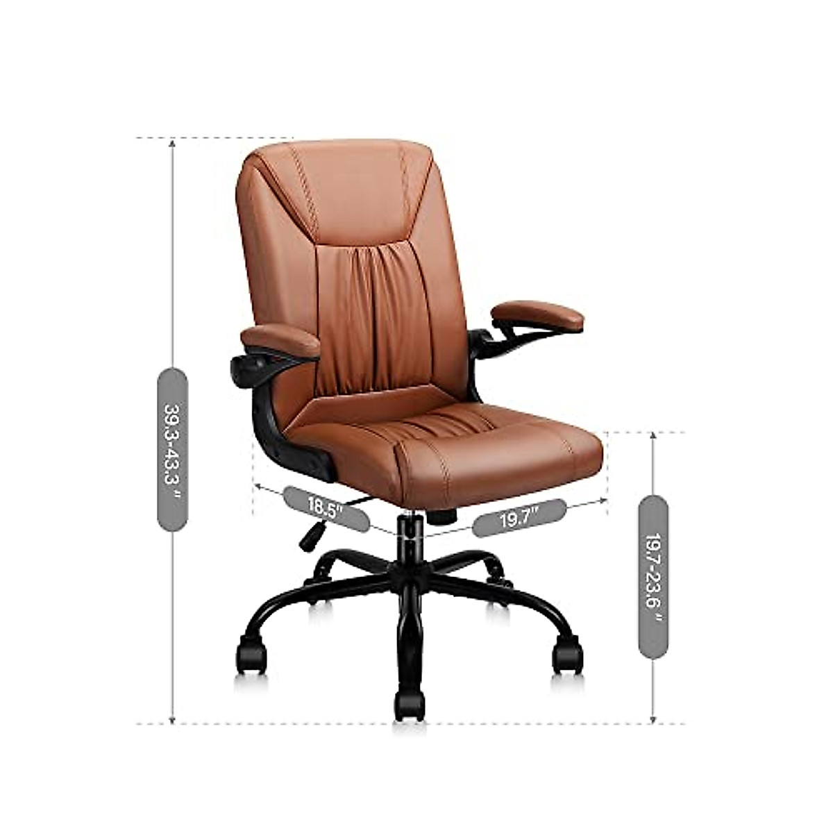 JFGJL Brown Executive Office Chairs PU Leather Computer Desk Chair Extra