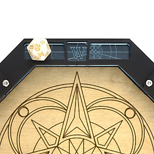 C4Labs Dice Tray 10" Octagon Laser Etched Wood - Compass - Blue
