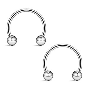 Ruifan 316L Surgical Steel CBR Horseshoe Circular Rings Nose Eyebrow Tragus Lip Ear Hoop Ring Piercing 20G 10MM 12PCS (Mix Color)