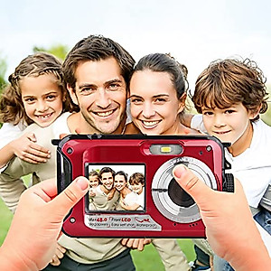 TOUMENY Waterproof Digital Camera, Full Hd 2.7K 48Mp16X Digital Zoom Video Recorder, Self-Timer Dual Screen