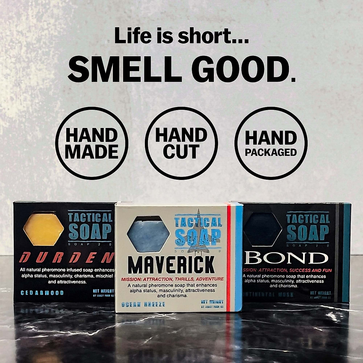 Tactical Soap All-Natural Men's Soap (3 bars) - Pheromone-Infused for Attraction, Exfoliating, Manly Bar Soap, 100% Natural, Made in the USA
