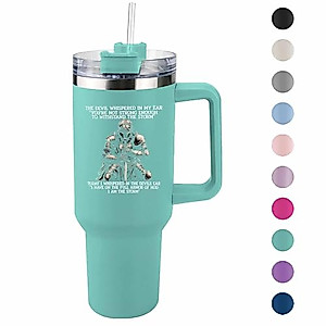 40 ounce insulated cup with handle, double-layer vacuum stainless steel material, equipped with straw, can keep warm or maintain cold drinks Hand Painted Alphabet Samurai Lake Green