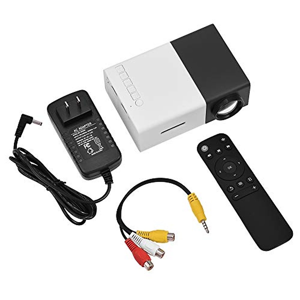 Mini Projector, Built-in Stereo Speaker Portable Multi-Media Home Theater Projector with HDMI/AV/USB Interface 320x240 Resolution(Black-White)