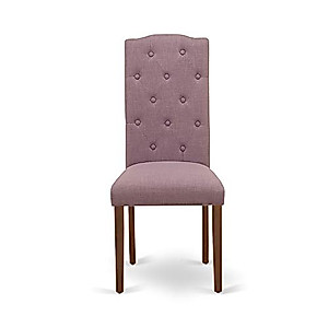 East West Furniture DOCE9-MAH-10 9Pc Dining Set Includes a Rectangle Dinette Table with Butterfly Leaf and Eight Parson Chairs with Dahlia Fabric, Mahogany Finish