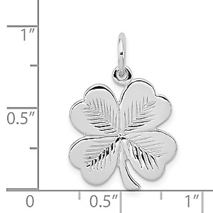 Solid 925 Sterling Silver Textured 4 Leaf Clover Pendant Charm - Jewelry Gifts For Women Wife Mom Gifts For Men Husband Dad