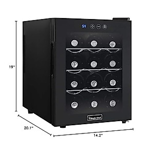 Magic Chef MCWC12B Black 12-Bottle Single-Zone Wine Cooler, Rack