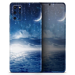 DesignSkinz Vivid Blue Falling Stars in The Night Sky Protective Vinyl Decal Wrap Skin Cover Compatible with The Samsung Galaxy S20 (Screen Trim & Back Glass Skin)