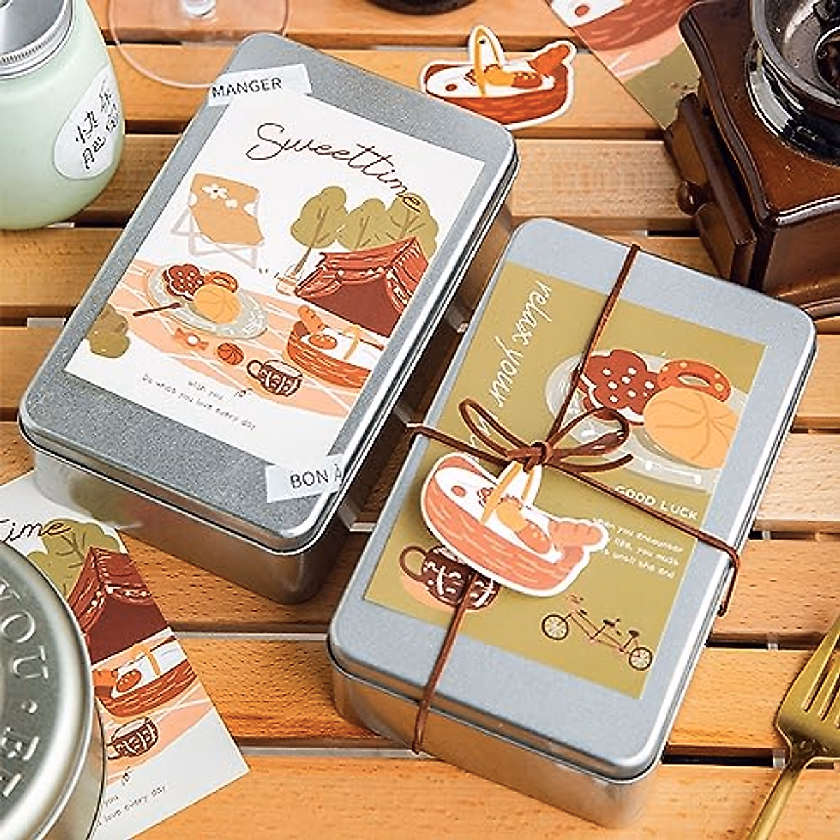 Empty Metal Tins Box with Lid,6 Pack Stainless steel Tins Cans Storage Container for Treats, Gifts, Candle, Favors and Crafts, Silver (7 x 4.3 x 2.2 Inches)