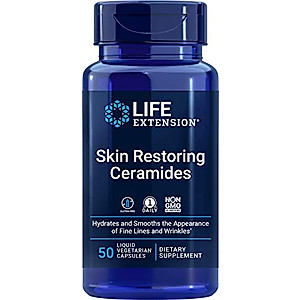 Life Extension Skin Restoring Ceramides, 50 Veg Capsules - Vegan Phytoceramide Supplement