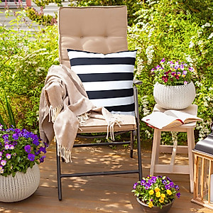 famibay Decorative Outdoor Waterproof Throw Pillow Covers, Pack of 2 All Weather Patio Cushion Case Pillow Covers for Patio Furniture Porch,Balcony,Tent,Couch Bench 18x18 Inch Black and White Striped