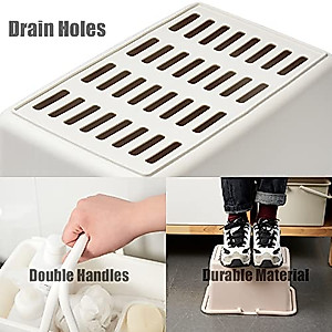 ALINK Plastic Shower Caddy Basket with Handle, Portable Storage Organizer for College Dorm, Bathroom, Kitchen - Abricot