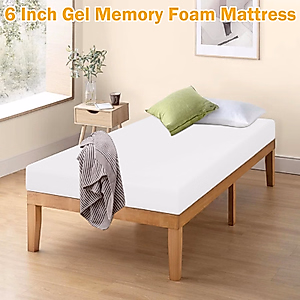 PIKAQTOP 6 Inch Twin XL Gel Memory Foam Mattress Fiberglass Free/CertiPUR-US Certified/Bed-in-a-Box/Cool Sleep & Comfy Support