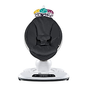 4moms mamaRoo 4 Multi-Motion Baby Swing + Safety Strap Fastener, Bluetooth Baby Swing with 5 Unique Motions, Nylon Fabric, Black