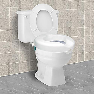 Carex Raised Toilet Seat with Extra Wide Opening - Toilet Seat Riser and Handicap Toilet Seat, White, 1 Count