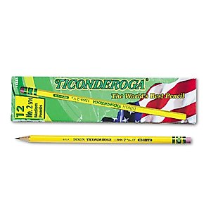 Ticonderoga 13885 Woodcase Pencil, F #2.5, Yellow, Dozen