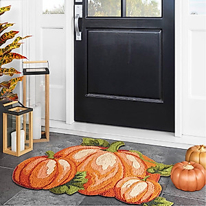 Thanksgiving Pumpkin Rug - 31"×22", Non Slip Washable Welcome Door Mat, Cute Fall Doormats for Indoor Outdoor Entrance Home Bathroom Living Room (D)