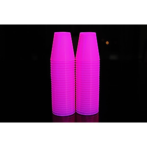 DirectGlow 2oz Neon UV Blacklight Reactive Glow Party Shot Glasses (50-Count, Pink)