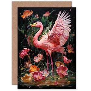 Artery8 Fun Freedom Fantastic Flamboyant Flamingo Feathers for Wife Her Mum Sister Daughter Mom Gran Nan Birthday Thank You Mothers Day Blank Art Greeting Card