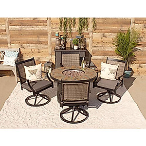 Pebble Lane LIving 42" Natural Slate and Copper Top Outdoor Propane Gas Fire Pit Table: Powder-Coated Black Frame