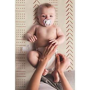 CHILDLIKE BEHAVIOR Vegan Leather Baby Changing Pad- Wipeable Portable changing Pad for Babies- Perfect for Travel-Foldable and Waterproof changing mat - Breathable and Gentle on Babys Skin-Beige 16x30