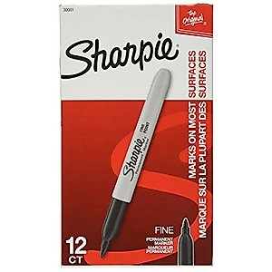 Sharpie Permanent Marker, Fine Point, Black (30101) (12 Markers)