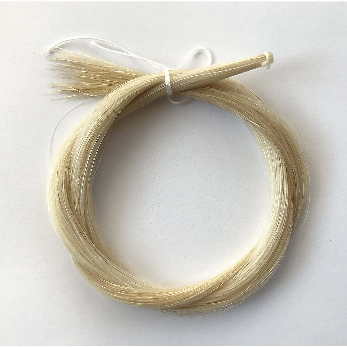 MI&VI Premium Quality Mongolian Horse Hair for Violin, Viola Bows - Unbleached, White 29.5" (1 Hank, Prepared, Includes Plug and Wedge) (1 Hank)