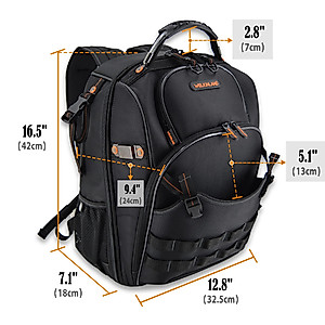 WELKINLAND 66-Pockets Backpack Tool Bag, Heavy-Duty Tool Backpack, Electrician backpack, Jobsite backpack, Tool back pack for men, Tool backpack for electricians, Tool backpack for construction