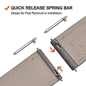 ANNEFIT Quick Release Watch Band 20mm with Black Buckle - Classic Oil Wax Leather Watch Strap (Grey)