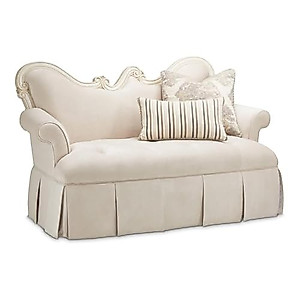Michael Amini Lavelle Classic Pearl Traditional Velvet Settee in Ivory