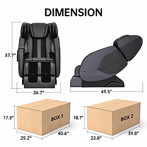 FOELRO 2024 Massage Chair, Full Body Massage Zero Gravity Chair with Foot Massage, Waist Heater, Bluetooth, Black Gray Color Collision Design