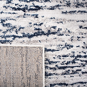 SAFAVIEH Amelia Collection Area Rug - 9' x 12', Grey & Navy, Modern Abstract Design, Non-Shedding & Easy Care, Ideal for High Traffic Areas in Living Room, Bedroom (ALA768B)