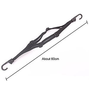 2 PCS Universal Motorcycle Helmet Luggage Rope 60cm Motorcycle Bungee Cord Bandage Retractable Elastic Strap with 2 Hooks, Black