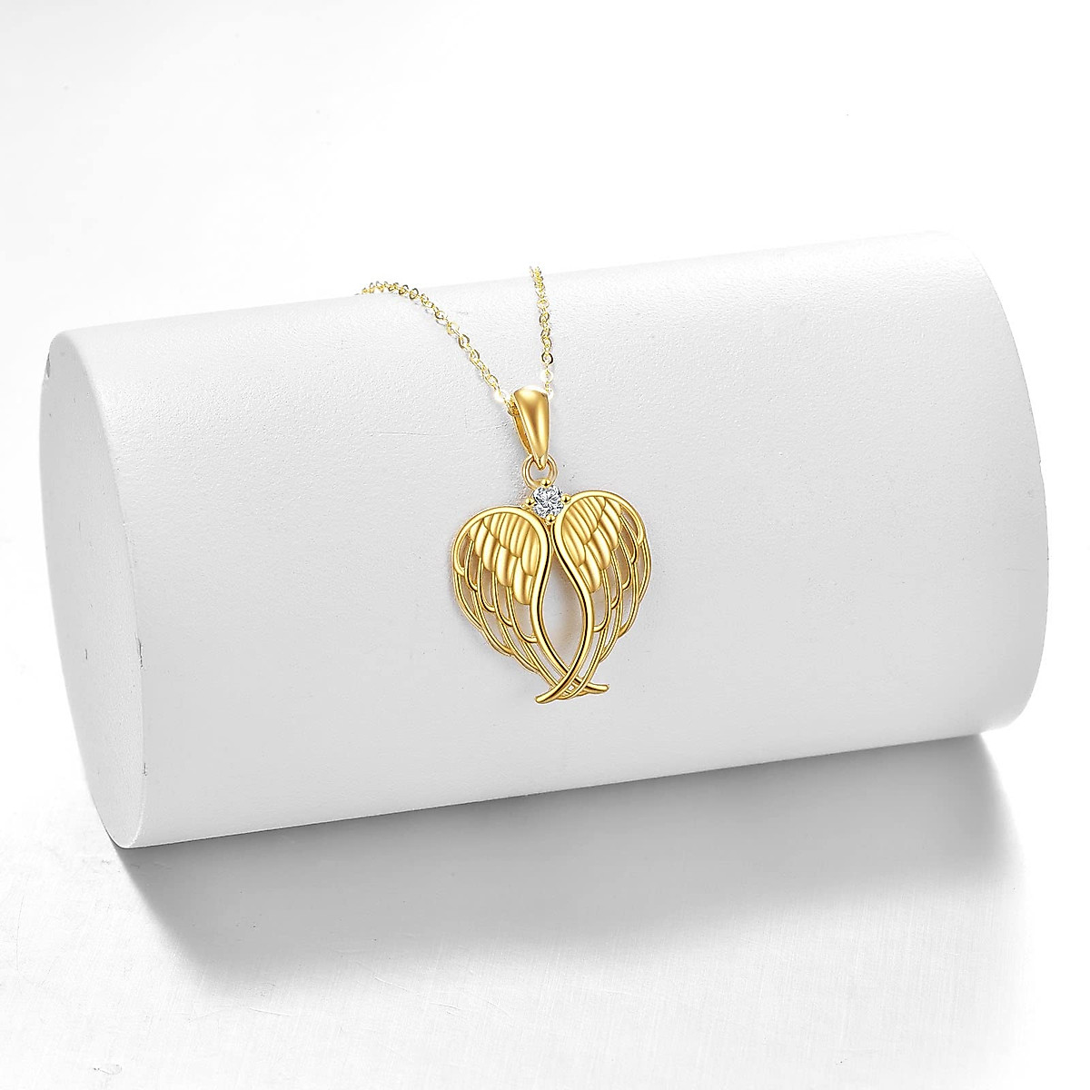 KECHO 14k Solid Gold Angel Wings Necklace for Women Real Gold Heart Pendnat Jewelry Christmas Gifts for Wife Girlfriend Daughter (Angel Wings Necklace)