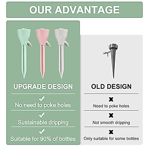 Self Watering Spikes, New Upgraded Adjustable Self Watering Planter Insert with Slow Release Control Valve Switch for Garden Plants Indoor & Outdoor (3 Packs)