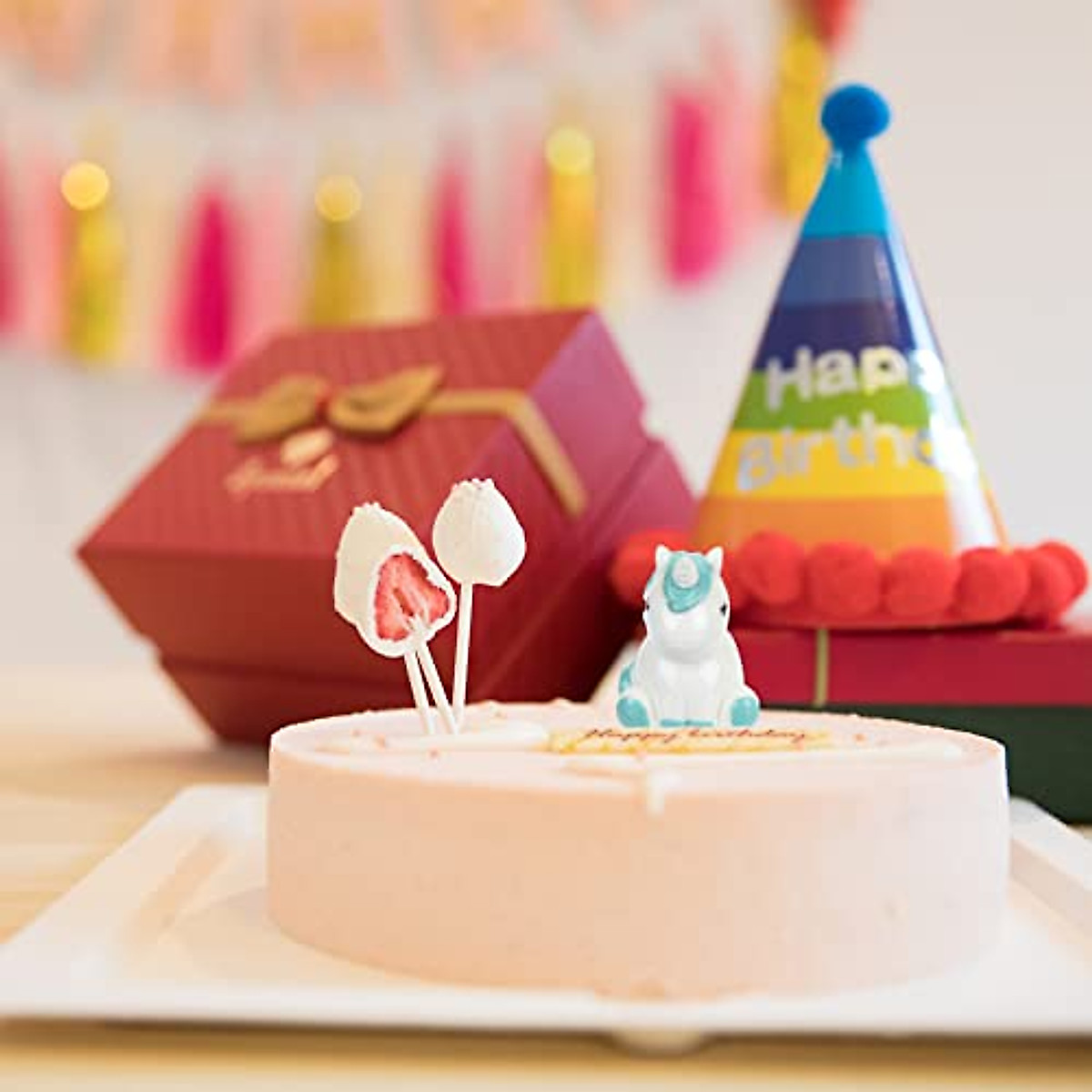 NUOBESTY Mini Unicorns Figure Animals Models Landscape Accessories Birthday Cake Unicorns Decoration Bonsai Resin Craft Stocking Stuffer Gift for Kids Girls