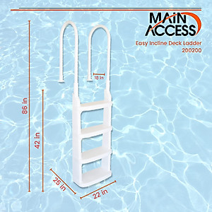 Main Access Easy Incline White Pool Deck Ladder for 48 to 54 Inch Above Ground Pools