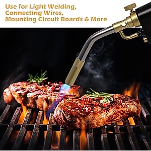 TS7000 Propane Torch Head with Igniter, 𝐓𝐒𝟕𝟎𝟎𝟎 High Intensity Mapp Gas Torch Head with Brass Tip and Adjustable Flame Knob Welding Torch for Light Welding, Soldering, Brazing, Heating,Thawing