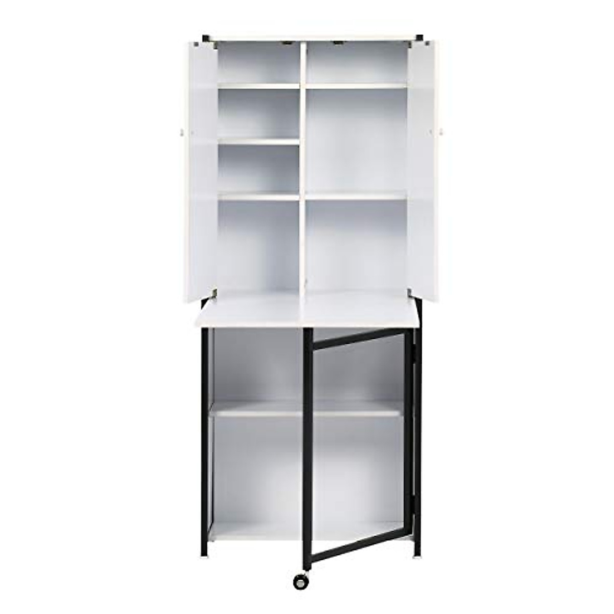 Sew Ready Craft/Multi Room Hiding Table Armoire, Charcoal/White