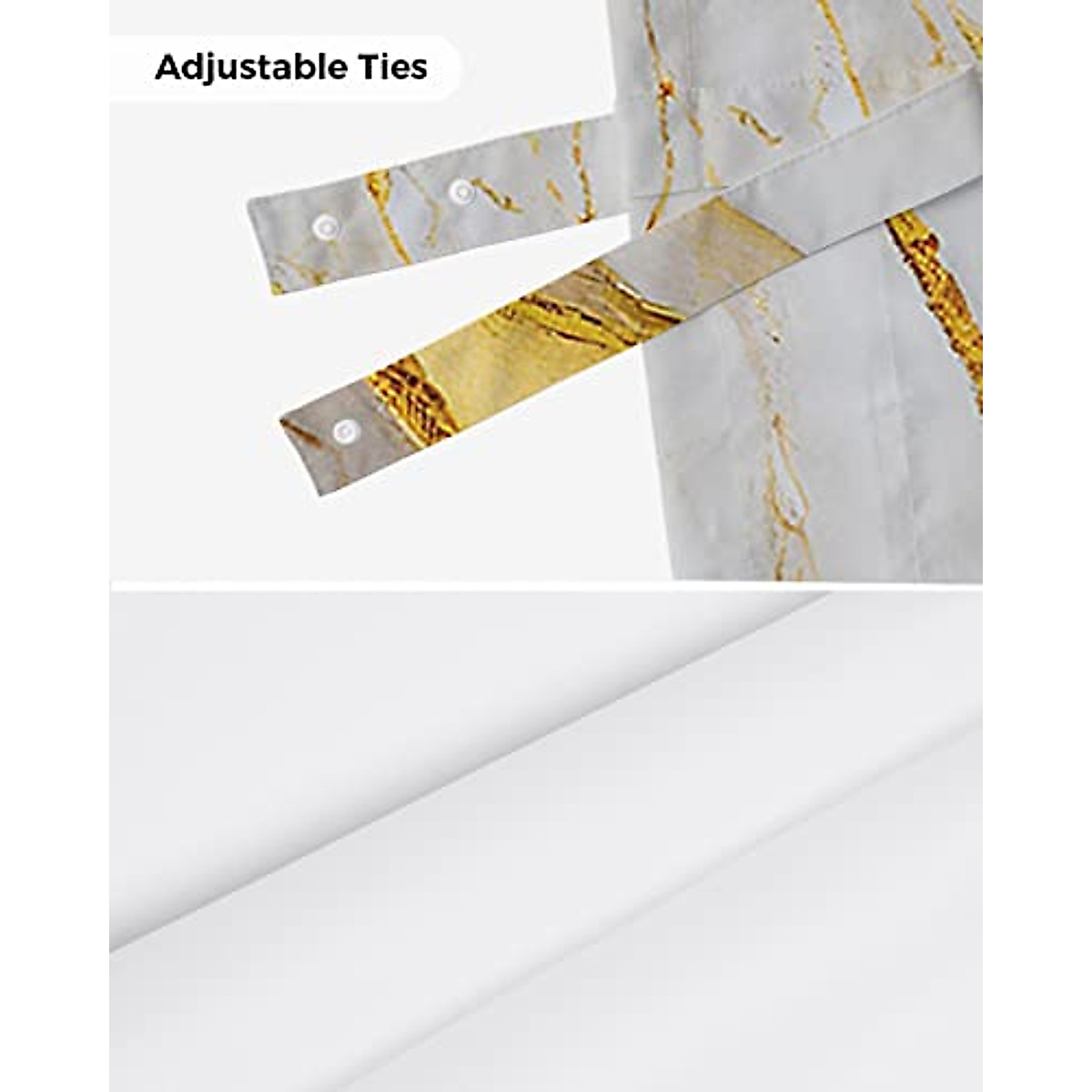 Yun Nist Tie Up Curtain Valance for Kitchen,Abstract White Marble Gold Stripe Window Valances Adjustable Tie-up Shade Valance,Modern Geometry Art Rod Pocket Short Curtains for Bathroom 42x12in