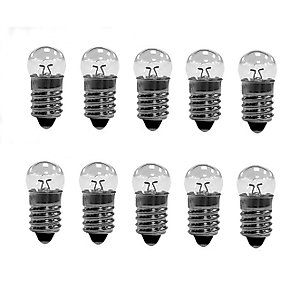 10pcs E10 Mini Light Bulbs 0.3A Physical Electrical Experiment Screw Base Indicator Light Incandescent Bulb Old-Fashioned Flashlight Lamp (2.5V 0.3A)