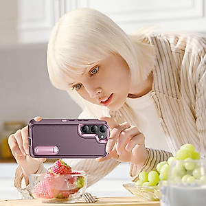 BaHaHoues Samsung Galaxy S23+ Plus Case, Shockproof/DropProof Military Grade Protective Cover with Built in Kickstand, Wireless Charging Compatible, Night Purple/Baby Pink