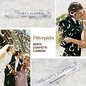 White Confetti Poppers,Rice Paper For Wedding,Biodegradable Confetti Cannon,6Pack Biodegradable Confetti Party Shooters Air Power, Party Party For Lawns Wedding,Birthday,Outdoor Celebrations