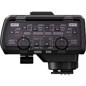 Panasonic Professional XLR Audio Video Microphone Adaptor with 2 XLR Terminals – Accessory Compatible with LUMIX GH5, GH5S, S1 and S1R Mirrorless Digital Cameras - DMW-XLR1, Black