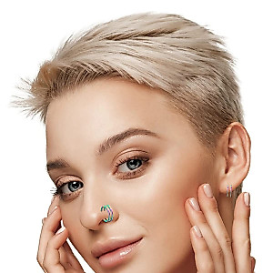 hujiling 10 Pcs 20G Double Hoop Nose Ring, Double Nose Rings Hoops Set Adjustable, 316L Surgical Steel Spiral Nose Ring for Single Piercing Nose Rings for Women Women Nose Piercing Jewelry