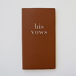 Vow Books, His and Hers Wedding Vow Books, Vow Renewal — Set of 2 Wedding Notebook with 16 Pages — 6.9” x 3.8” PU Leather Booklet Wedding Keepsake (Brown)