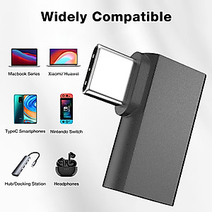 UseBean USB-C 90 Degree Adapter 4Pack, USB C Right Angle Adapter, 100W 20Gbps 4K Video, USBC Male to Female USBC L Shape Adapter, for iPhone 16, MacBook, ROG Ally, Steam Deck, Switch, Galaxy S25