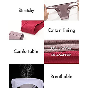 ROSYCORAL 6 Pack String Underwear for Women Cheeky High Cut Hipster Stretch Comfortable Low Rise Cotton Bikini Panties S-XL (S)
