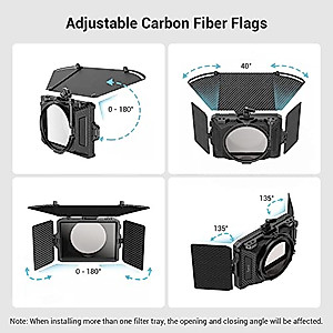 SMALLRIG Mini Matte Box Pro for Mirrorless DSLR Cameras, Come with 4 x 5.65 Filter Trays and 67mm/72mm/77mm/82mm-95mm Adapter Ring - 3680